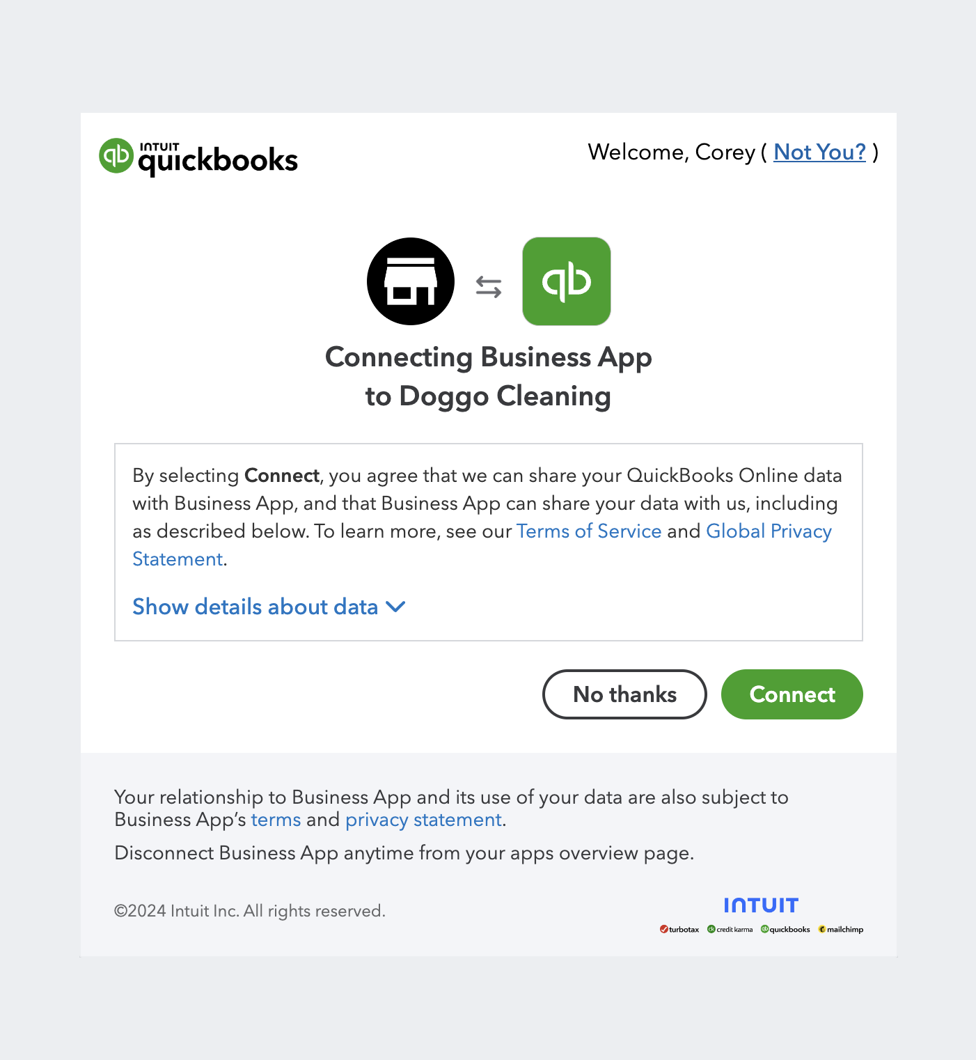 Quickbooks Integration – Business App